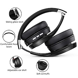 Bluetooth Headphones Over Ear Wireless Bluetooth Headphones Stereo Foldable Headphones with Mic 16H Play Time Deep Bass Earphones for PC/Cell Phones/TV,Gold