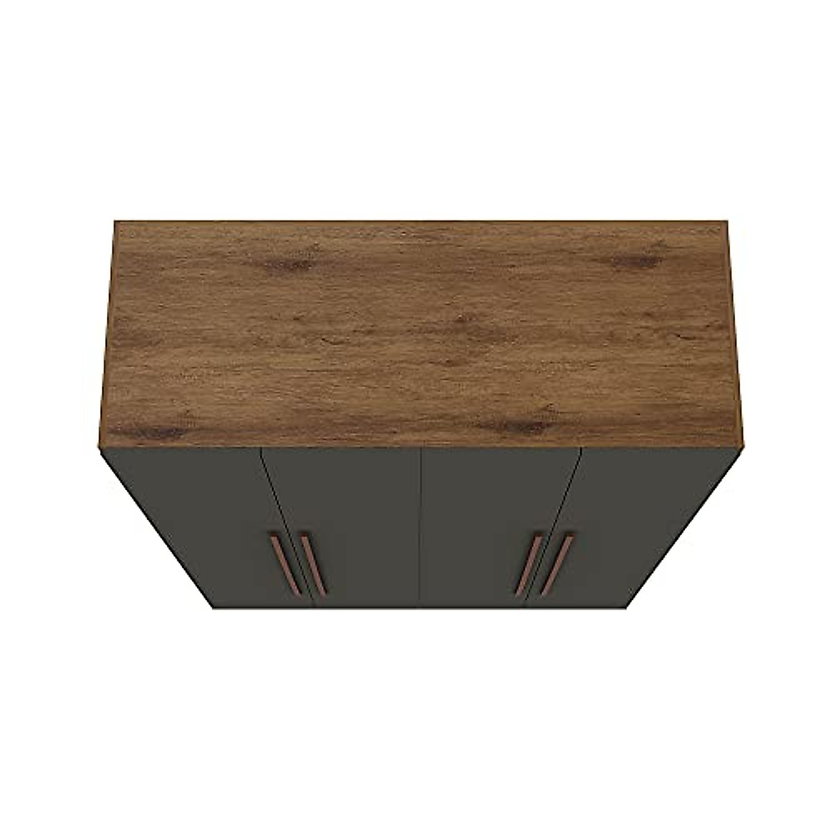 Manhattan Comfort Gramercy Mid Century Modern 2-Section Freestanding Wardrobe Armoire Closet, Nature and Textured Grey