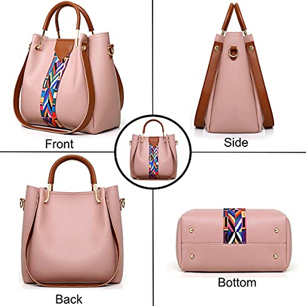 XingChen Handbags and Purse for Women Shoulder Bags Top-Handle Bags Tote Satchel Hobo 4pcs Set(Grey)