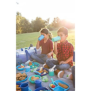 Re-Play Made in USA 2 Convertible Cups for Toddlers with Sippy Cup and Straw Cup Lids - 2 Plastic 10 Oz. Toddler Cups, 2 Hard Sput Sippy Cup Lids, 2 Straw Cup Lids and 2 Bendy Straws - Navy Blue