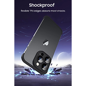 LEKEVO Frameless Fit for iPhone 15 Pro Max Bumper Case with Camera Lens Protector, Slim Soft TPU Shockproof Phone Cover, Minimalist Yet Protective Shell (Black)