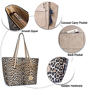 Montana West Tote Bag for Women Purse and Hand Bags Tote Purse and Wallet Set Shoulder Satchel Bag for Women Brown Leopard Print gifts MWC3-G055BR