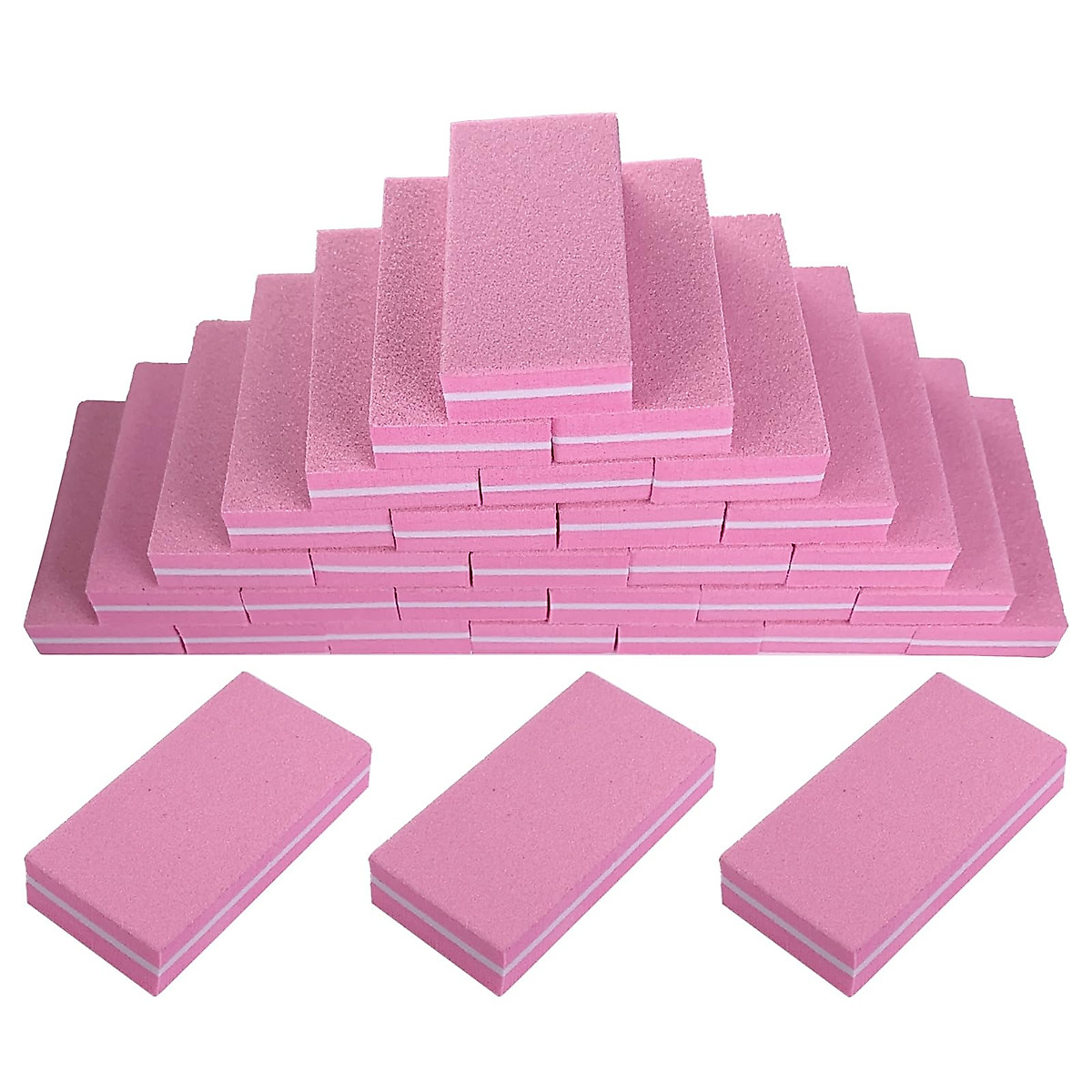 Pink Professional Nail Buffer Set - 30 Pcs, Acrylic & Natural Nails, 100/180 Grit Buffer Blocks