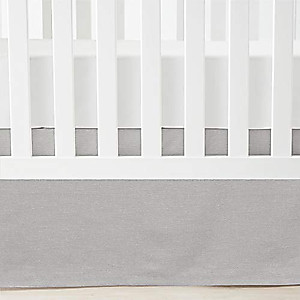 Lush Decor Baby Printed Linen Textured Solid Crib Skirt, Gray 52"L x 28"W + 16" Drop
