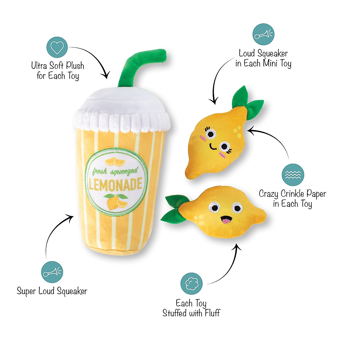 Fringe Studio Plush Dog Toy Set, Pucker Up, 3 Piece Set, Pet Shop Collection (312504)