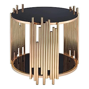 ACME Tanquin Coffee Table - - Gold & Black Glass
