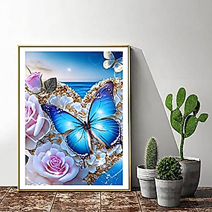 pvoodire Butterfly Diamond Painting Kits-Butterfly Diamond Art for Adults,5D Diamond Painting Butterfly for Gift Home Wall Decor(12x16inch)