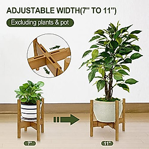Blvornl 1 Pack Adjustable Plant Stand Indoor, 11.8 in Mid Century Plant Holder, Stable Bamboo Plant Stand for 7-11in Flower Potts (Excluding Potted Plants)