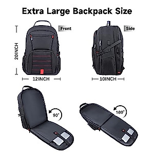Extra Large Backpack, Travel Backpack, Laptop Backpack for Men Women, Big Backpack, 50L Water Resistant Airline Approved Business Work Computer Heavy Duty Bag with USB Port, Fits 17 Inch Laptops