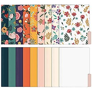 EOOUT 18 Pack Decorative File Folders Floral Folders Cute File Folder, Letter Size Colored File Folders,1/3-Cut Tabs, 9.5 x 11.5 Inches, for Office, School, Home
