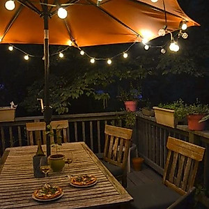 Solar String Lights, Waterproof and Shatterproof LED Outdoor Solar Light with 25 G40 Bulbs, 27 Ft Long Umbrella Sting Lights Patio Lights