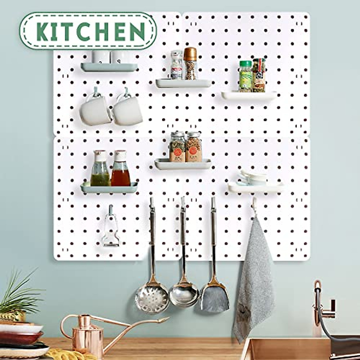 FMOACEN 6 Pcs Pegboard Wall Organizer Mount Display Pegboard Wall Panel Kits DIY Pegboard Tool Organizers for Garage Kitchen Living Room Bathroom Office