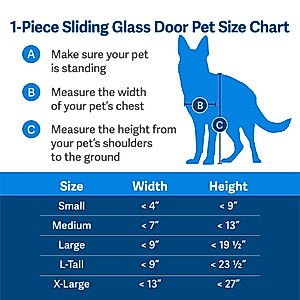 PetSafe 1-Piece Sliding Glass Pet Door for Dogs & Cats - Adjustable Height 75 7/8" to 80 11/16" - Large-Tall, White, No-Cut Install, Aluminum Patio Panel Insert, Great for Renters or Seasonal Install