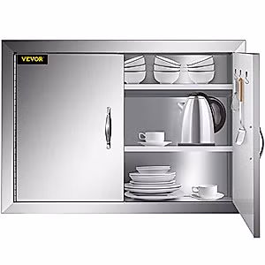 Mophorn BBQ Double Access Door 31W x 24H Inch, BBQ Door Stainless Steel Wall Construction Vertical, Outdoor Kitchen Door for BBQ Island, Grilling Station, Outside Cabinet