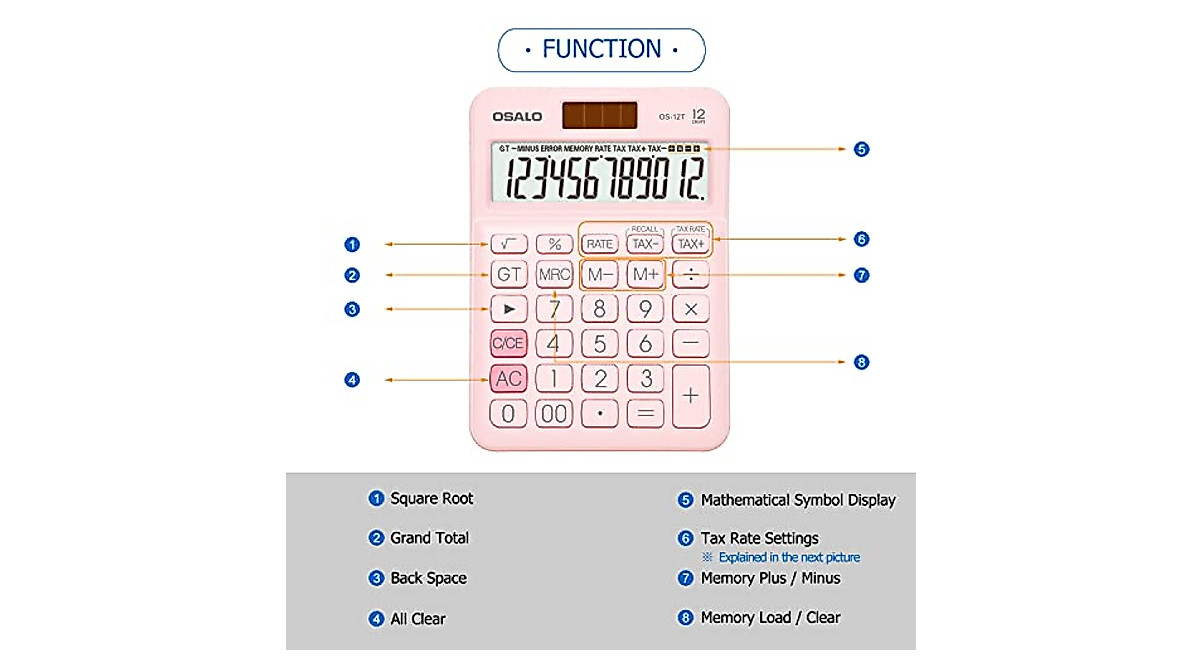 Pocket Small Desk Calculator - 12 Digit LCD Display
