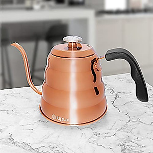 OPUX Pour Over Coffee Kettle with Gooseneck | Stainless Steel Coffee Tea Kettle with Thermometer 40 oz, Stovetop Induction Goose Necked Kettle Slow Pour Drip Spout (1.2 Liter, 40 fl oz) Copper