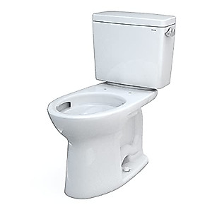 TOTO Drake Two-Piece Elongated 1.28 GPF Universal Height TORNADO FLUSH Toilet with CEFIONTECT and Right-Hand Trip Lever, 10 Inch Rough-In, Cotton White - CST776CEFRG.10#01