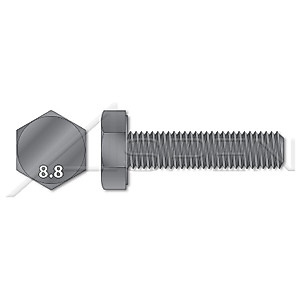(20 pcs) M20-2.5 X 120mm, DIN 933 / ISO 4017, Metric, Hex Head Cap Screws Bolts, Full Thread, Class 8.8 Steel, Plain