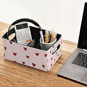 Storage Basket Toy Baskets Hearts Pastel Pink Red Valentines Day Foldable Fabric Storage Bin Rectangle Organiser for Office, Bedroom, Laundry, Living Room,Set 2…