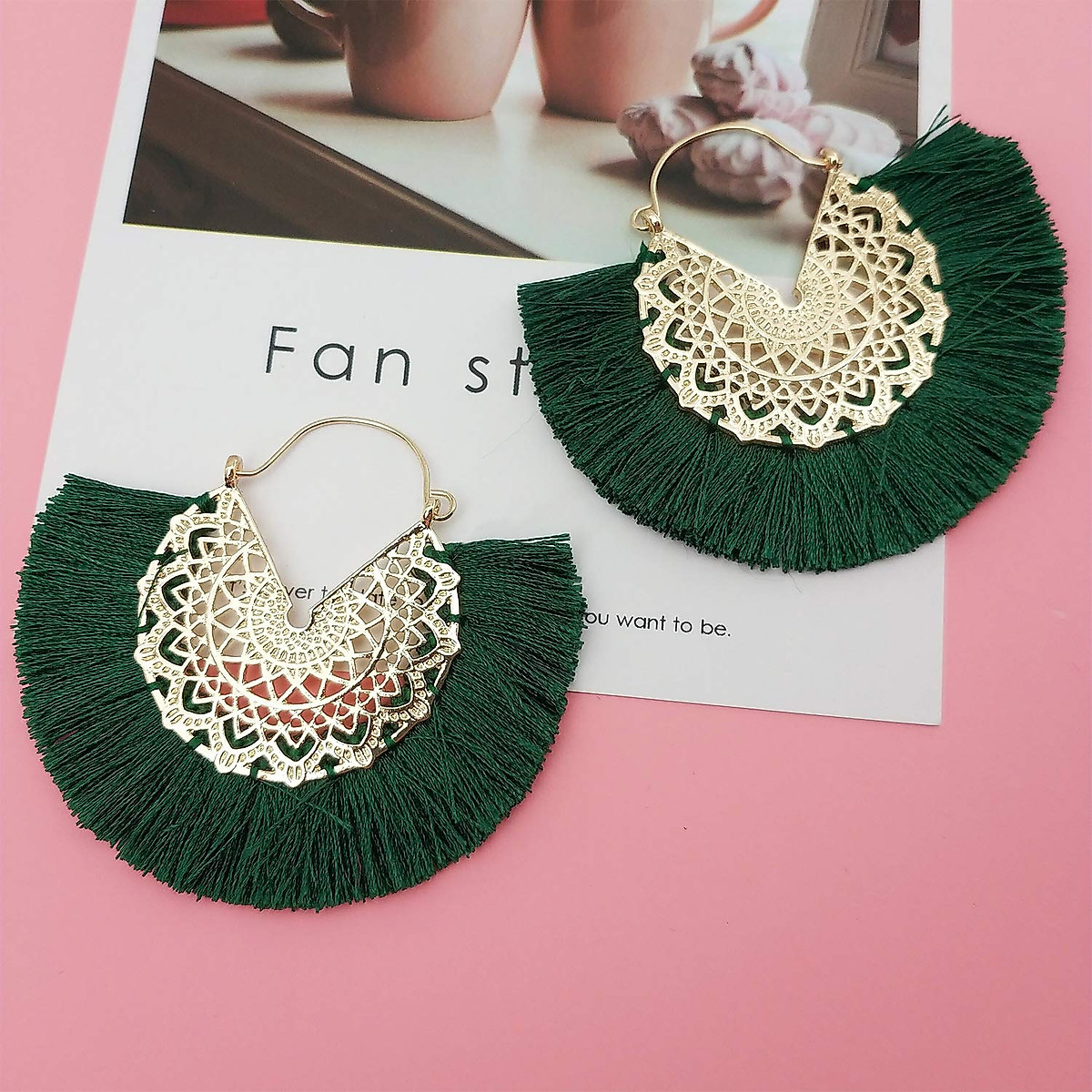 Tassel Hoop Earring, Statement Thread Dangle Earrings Stylish Long Fringe Drop Earrings Lightweight Long Swingy French Hook Earrings for Women