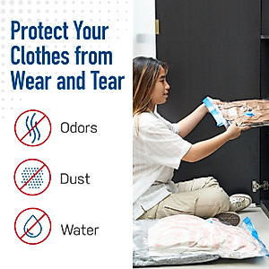 Spacesaver Space Bags Vacuum Storage Bags (Small 10 Pack) Save 80% on Storage Space - Vacuum Sealer Bags for Comforters, Blankets, Bedding, Clothing - Small Vacuum Bags for Travel - Hand Pump Included