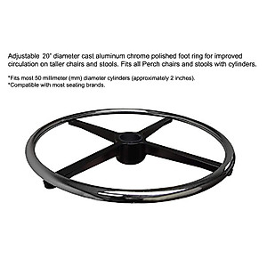 Perch Dental Stool Adjustable Height with Procedure Arm and Foot Ring, Stationary Caps, Counter Height (Black Vinyl)