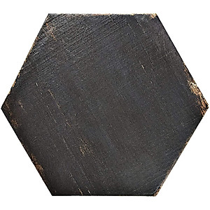 Vintage Hex Porcelain Floor and Wall Tile, 14.125" x 16.25", Black/Brown FNURTXNG Tile, 14.125" x 16.25", 9 Pieces