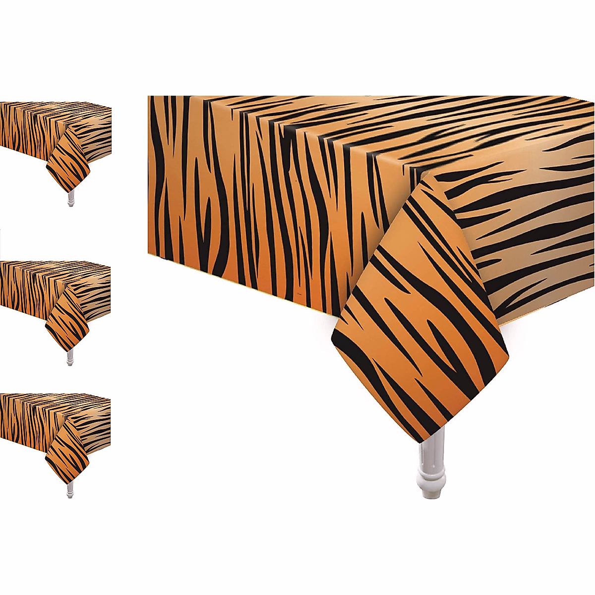 4 Pack Animal Safari Theme Zoo Print Table Cover Animal Theme Tablecloth Party Supplies Ideal for Jungle Animal Birthday Parties, Animal Theme Party Baby Showers Jungle Safari Themed Party (Tiger)