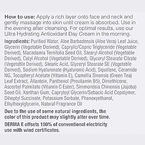 DERMA-E Hydrating Night Cream – Overnight Face Moisturizer with Anti-Aging Hyaluronic and Green Tea Acid to Smooth and Nourish, 2 Oz