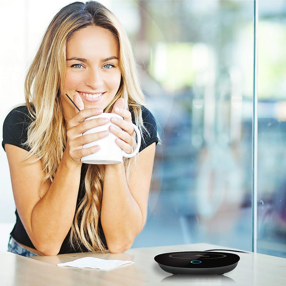 Mug Warmer Coffee Warmer with Automatic Shut Off to Keep Temperature Up to 131℉/ 55℃ Safely Use for Office/Home to Warm Coffee Tea Milk Candle Heating Wax (Black)