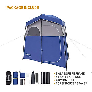 KingCamp Oversize 2 Persons Outdoor Easy Up Portable Dressing Changing Room Shower Privacy Shelter Tent, Blue/Grey