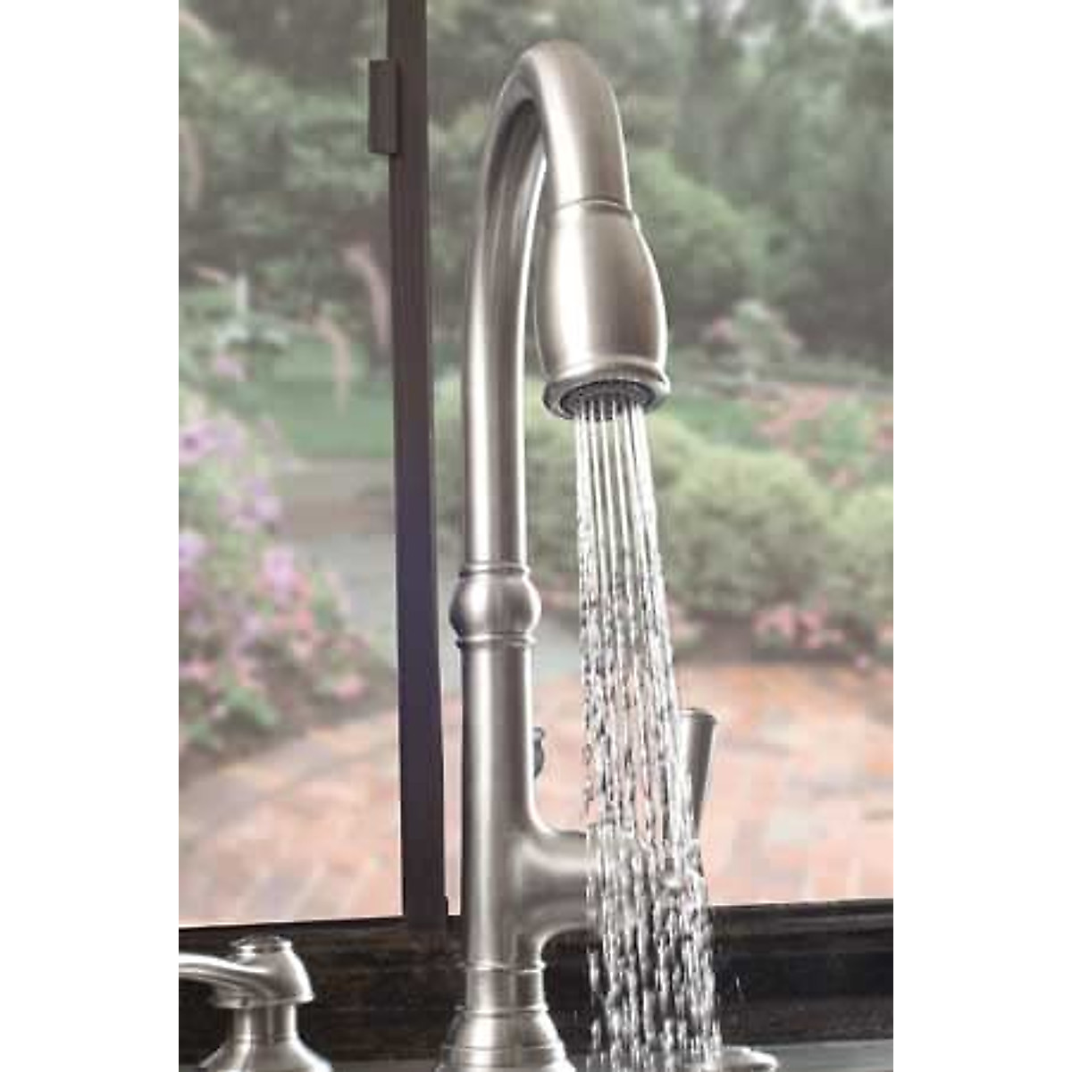 Newport Brass 2470-5103 Jacobean Kitchen Faucet with Metal Lever Handle and Pull, Satin Nickel