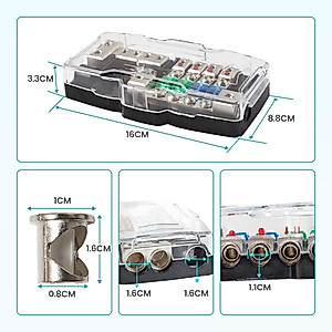 NuIth 150 AMP Car Protection Stereo Switch Fuse + 2 Way in 4 Way Out Fused Distribution Block with Red LED Indicator