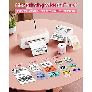 Pink Label Printer, Thermal Label Printer 4x6, Shipping Label Printer for Small Busines, Thermal Printer Compatible with Amazon, Ebay, Shopify, Etsy, UPS, FedEx, DHL, etc