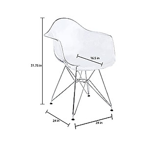 CangLong Clear Plastic Armchair Metal Legs Lounge Arm Chair for Kitchen, Dining, Living, Guest, Bed Room, Set of 2, Transparent 1
