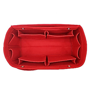LEXSION Felt Purse Organizer Insert Bag organizer Multi Pocket Bag in Bag Organizer For Tote & Handbag Shaper 8008 Red L
