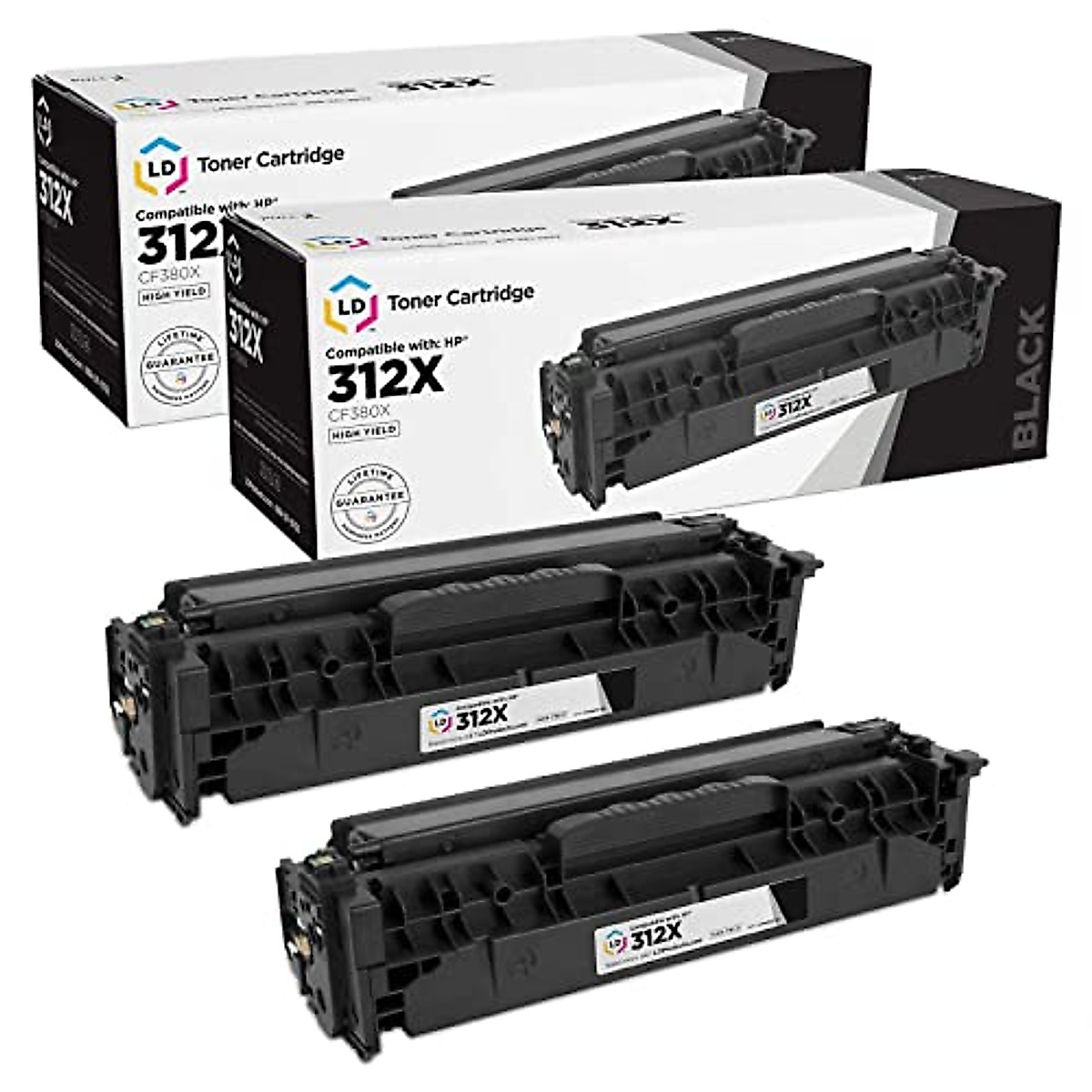 LD Products Remanufactured Toner Cartridge Replacements for HP 312X CF380X High Yield (Black, 2-Pack)