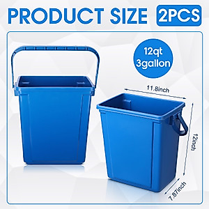DoubleFill 2 Pack 12 Quart/ 3 Gallon Square Cleaning Bucket Compact Sanitizing Buckets Organizer Cleaning Pail with Handle Square Detergent Bucket Plastic Mop Bucket for Commercial Home, Dark Blue