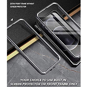 Poetic Spartan Series for iPhone 12 Pro Max 6.7 inch Case, Full-Body Rugged Dual-Layer Metallic Color Accent with Premium Leather texture Shockproof Protective Cover with Kickstand, Metallic Gun Metal