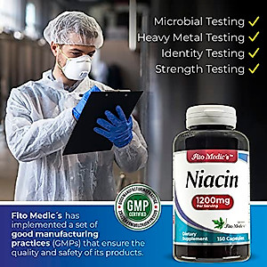 FITO MEDIC'S Lab - Niacin - Vitamin b3 - 1200 mg per Serving, 150 Capsules of - Vitamin b3 niacin - Ultra high Absorption.