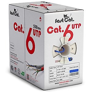 fast Cat. Cat 6 Ethernet Cable 1000ft (Blue) - 23 AWG, CMR, Insulated Solid Bare Copper Wire Cat 6 Cable with Noise Reducing Cross Separator - 550MHZ / 10 Gigabit Speed UTP LAN Cat6 Cable 1000ft - CMR