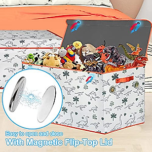 VERONLY Extra Large Toy Box Chest for Kids,Collapsible  Dinosaur Toy Organizers and Storage,Sturdy Magnetic Toy Storage Bins Containers for Boys,Girls,Nursery,Playroom(106L MDF Dinosaur)