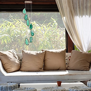 Cozy Tower Green Agate Wind Chimes for Outside Unique, Outdoor Home Garden Decor Geode Hanging Decorations