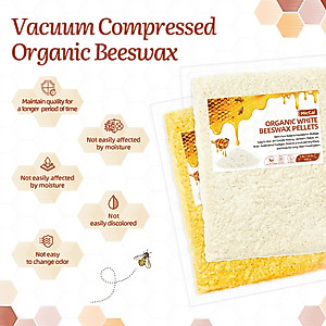 MicCai White Natural Beeswax Pellets 1LB, Organic Beeswax, Beeswax for Candle Making, Body, Skin Care DIY, Lip Balm, Soap and Lotion Making Supplies