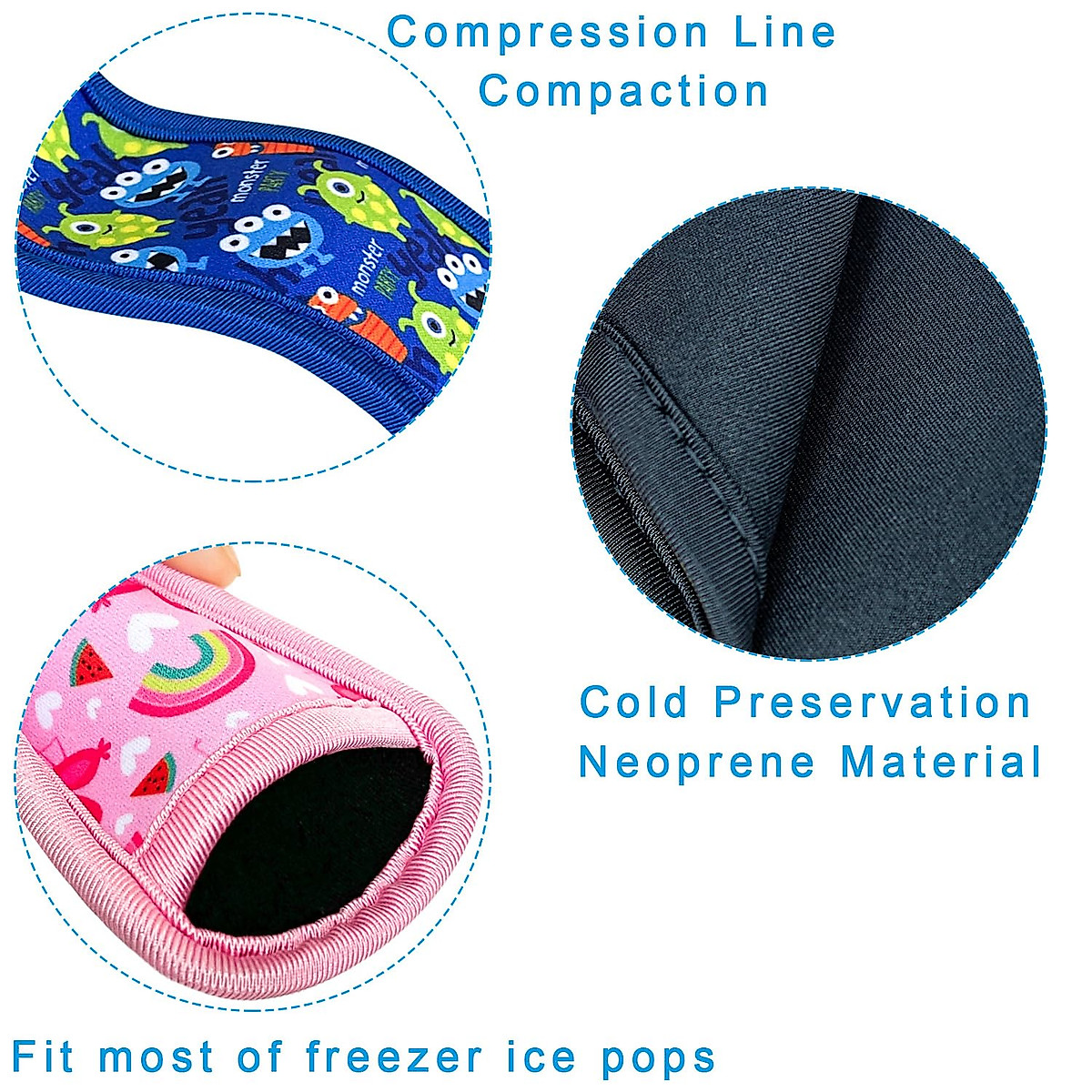 Hzran Ice Pop Sleeves, 8 Pieces Ice Pop Neoprene Insulator Sleeves, Freezer Popsicle Holder Sleeves, Colorful Ice Sleeves Holder Bag, Reusable Washable Ice Popsicle Holders for Kids.