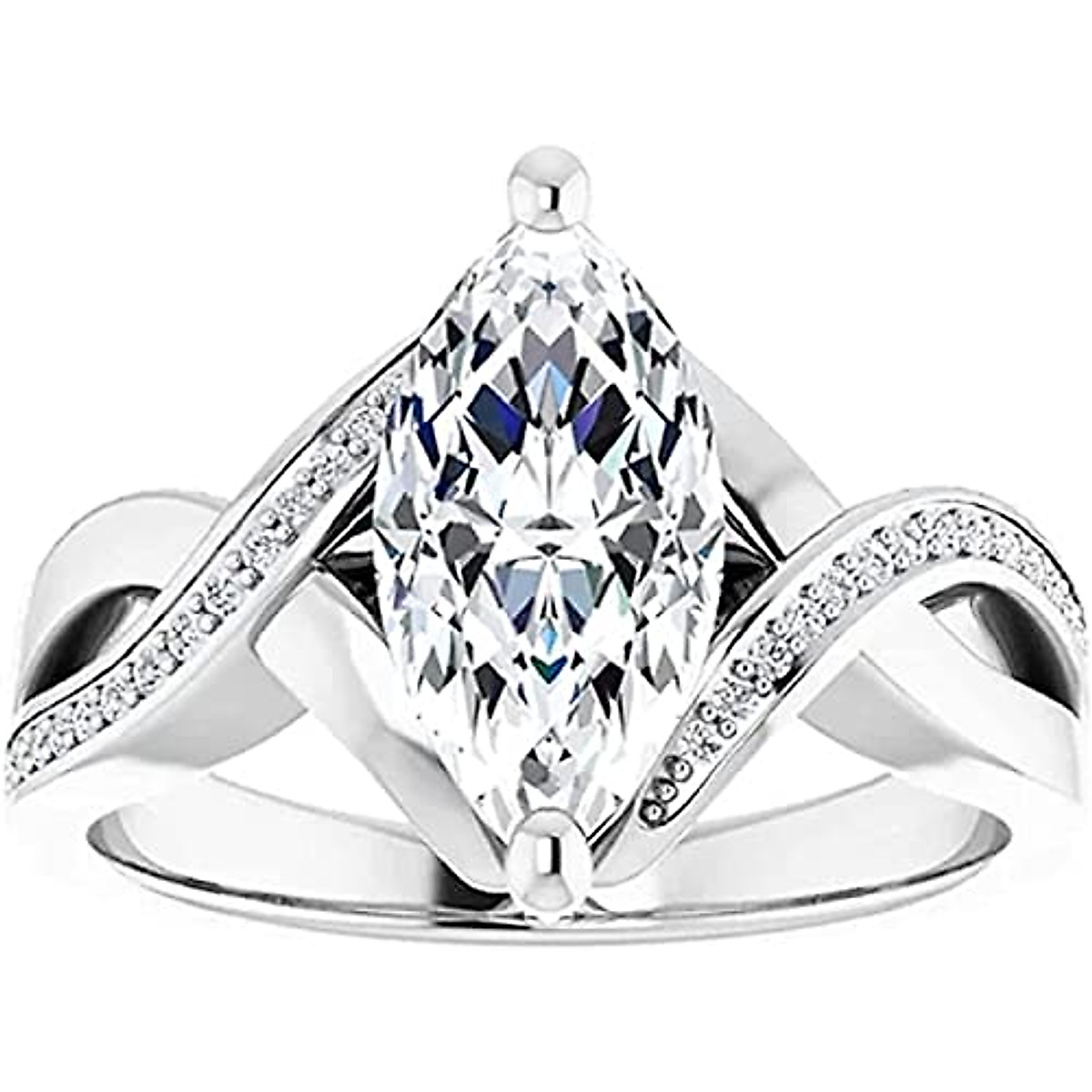 Moissanite World Antique Handmade Marquise Cut 2.00CT Moissanite Engagement Ring/Moissanite Wedding Ring/Moissanite Bridal Ring Set 925 Sterling Silver (8)