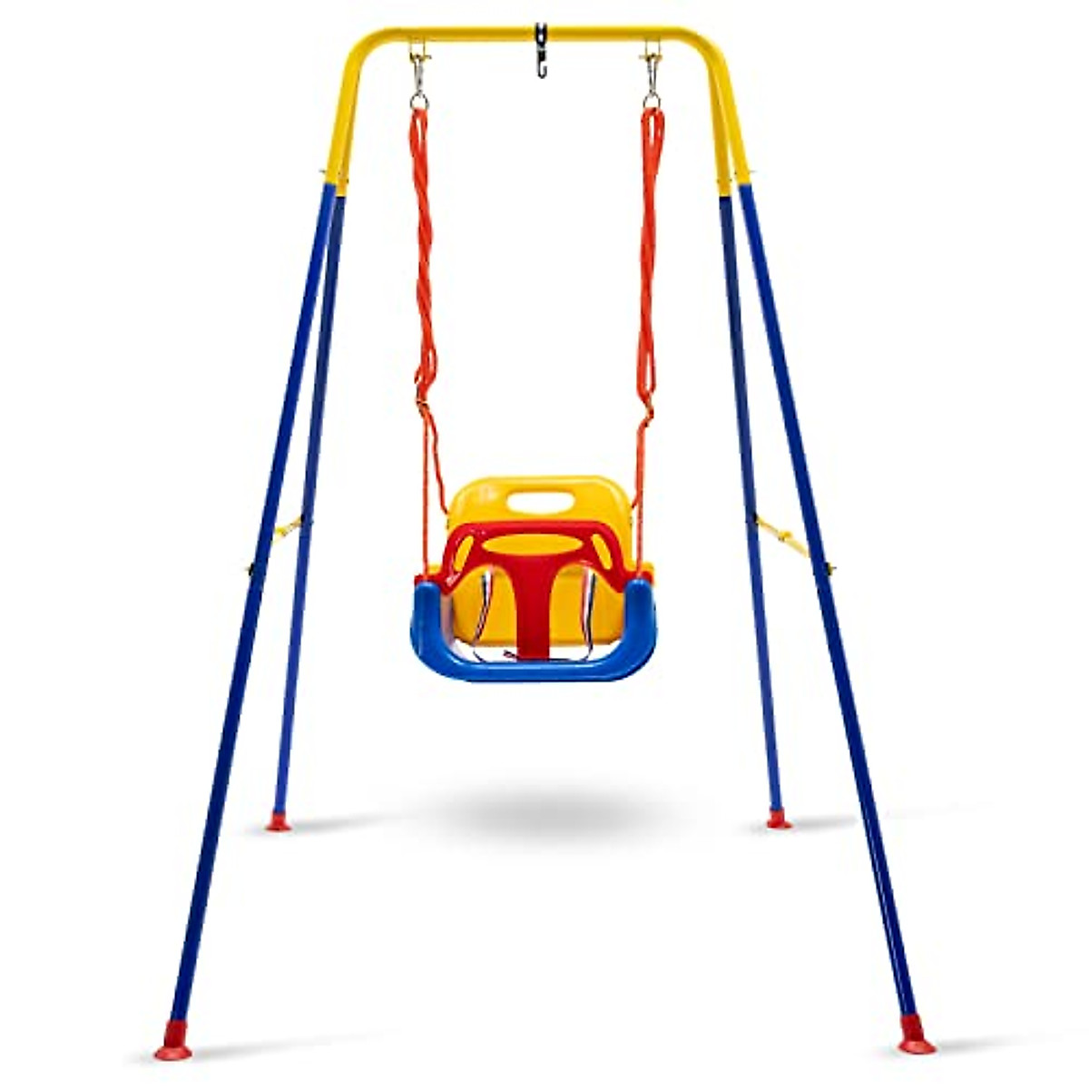 3-in-1 Toddler Swing, Swing Set with Foldable Metal Stand and Safety Belt, Baby Swings Outdoor & Indoor for Infants to Toddler, Baby Infant Swing for Swingset, Indoor Swing for Kids 6 Month+