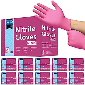 Inspire Pink Disposable Latex Free Nitrile Gloves - 2 Pack Value | Nail Salon & Hair Dye Gloves | Large