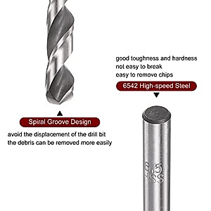 HARFINGTON 6542 High-Speed Steel Twist Drill Bit, 6.5mm Drill Bit 250mm Length Extended Straight Shank Black Oxide Ground Drill Bit for Steel Aluminum Alloy