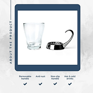 Rigeli Stainless Steel Set of 6 Tea Cups Glass Tea Cups With Stainless Steel Handle, 6.7 (oz), 200 (ml) Clear Coffee Mugs, Tea Glasses tea and coffee